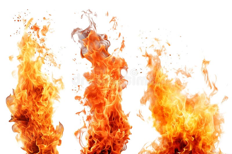 Set of Vertical Flames on a Transparent Background. Set of Design ...