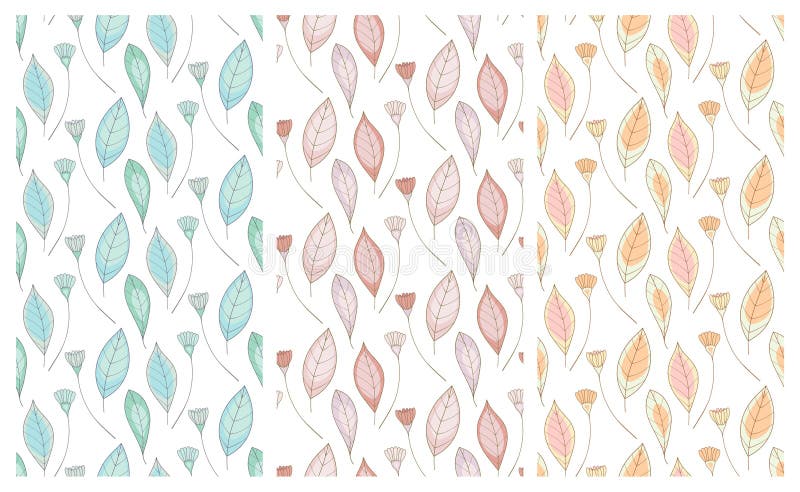 Set of Vertical Floral Wallpapers, Seamless Floral Pattern with Leaves ...