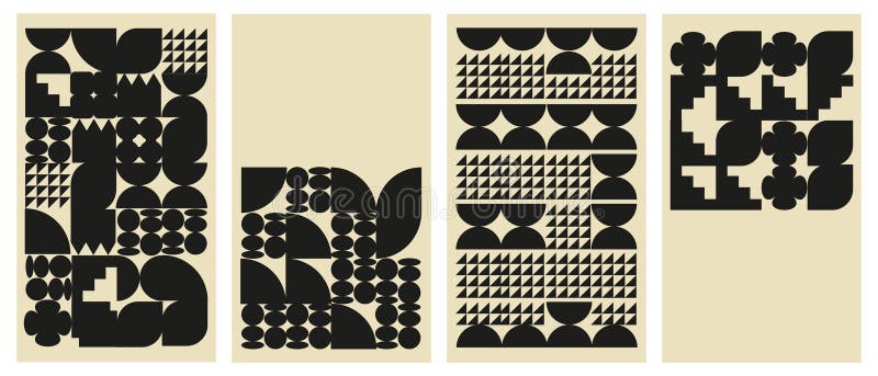 Set of Vertical Geometric Posters in Neo Geometry Style. Stock Vector ...