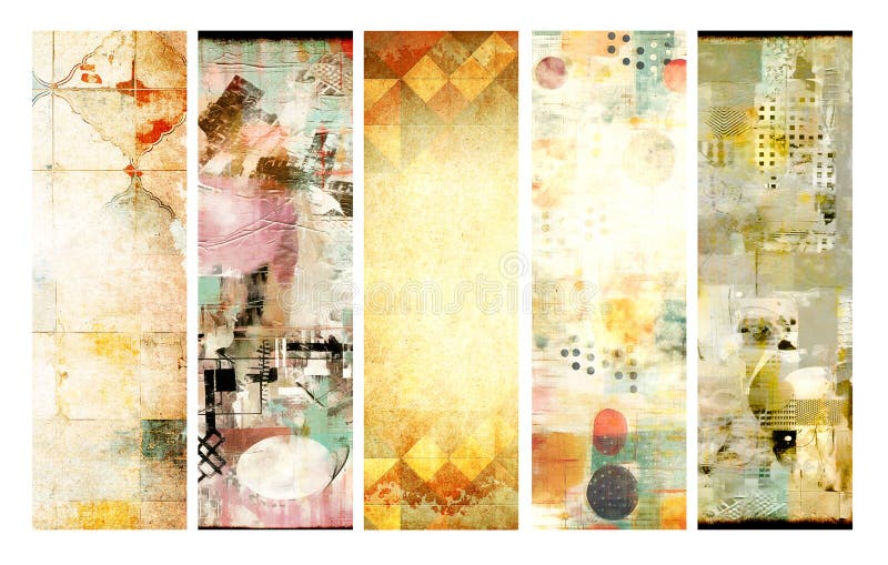Set of Vertical or Horizontal Banners with Old Paper Texture and Retro ...