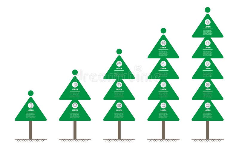 Set of Vertical Infographics or Timelines with 1, 2, 3, 4 and 5 Parts ...