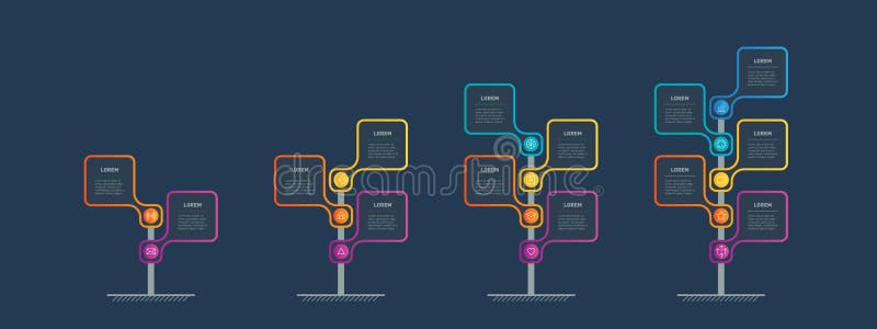 Set of Vertical Infographics or Timelines with 2, 3, 4 and 5 Parts ...