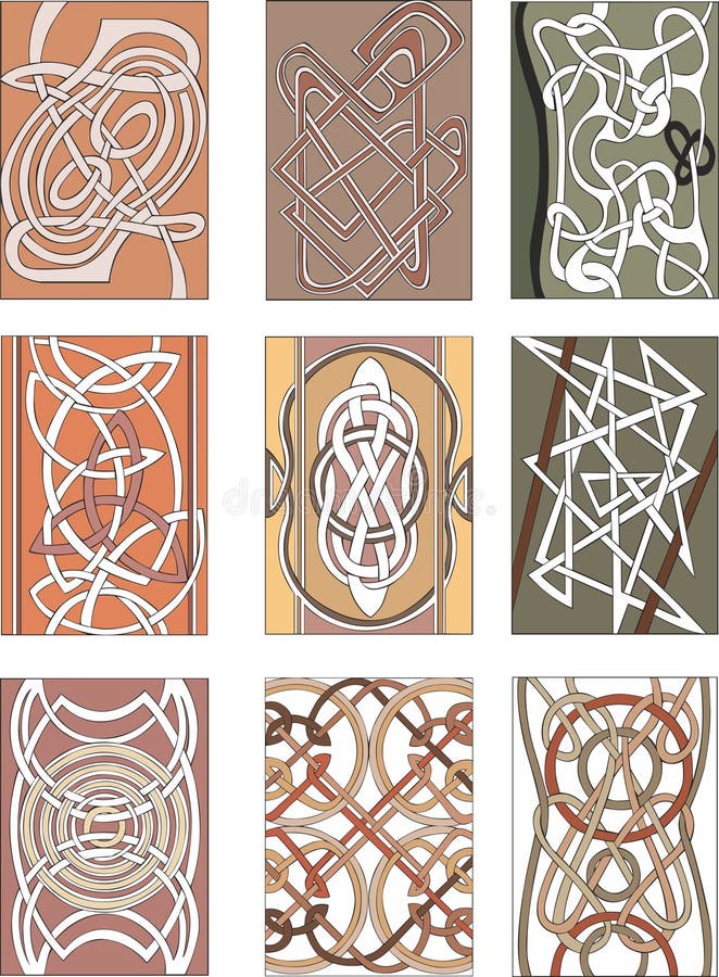 Set of Vertical Knot Decorative Patterns Stock Vector - Illustration of ...