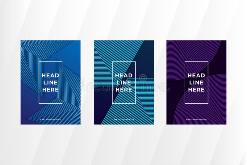 Set of Vertical Layout of Cover Design Template with Line Blend Pattern ...