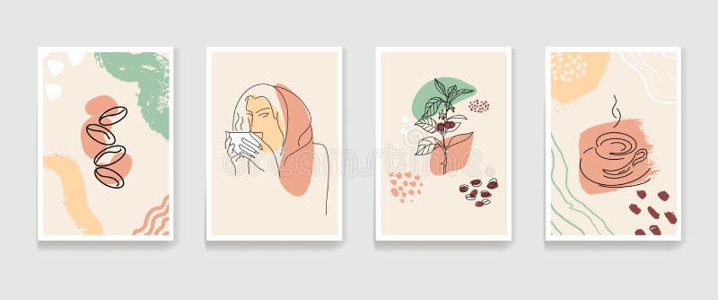 Set of Coffee Abstract Posters Stock Vector - Illustration of abstract ...