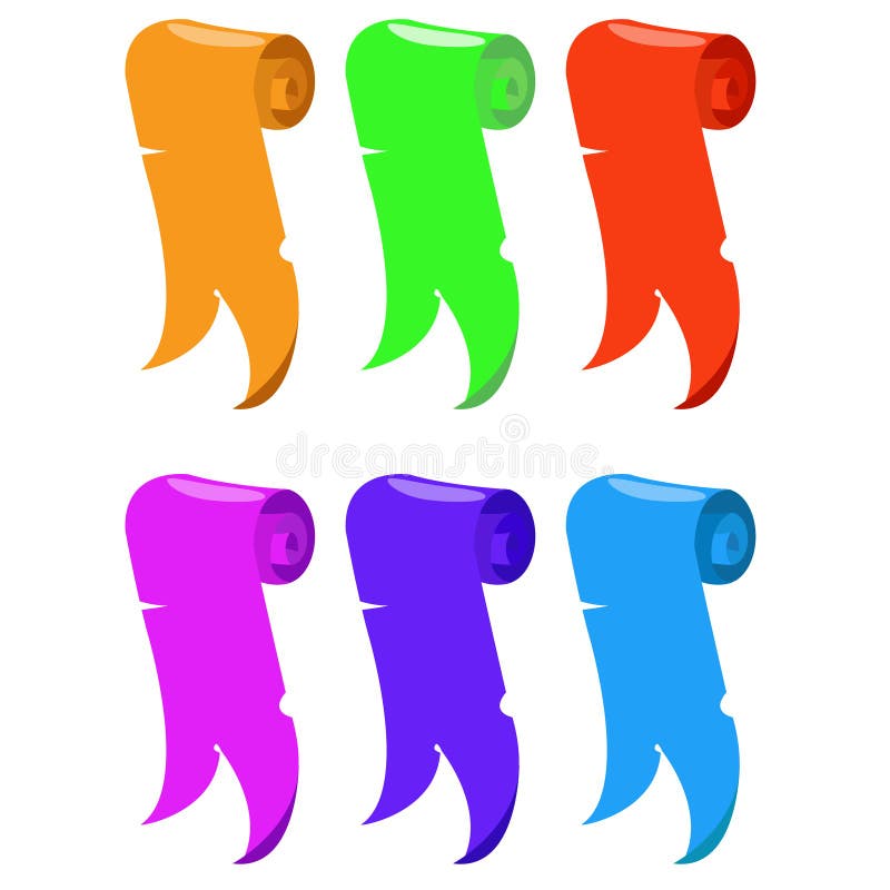 Set of Vertical Multi-colored Banners. Wide Ribbon with Place for Text ...