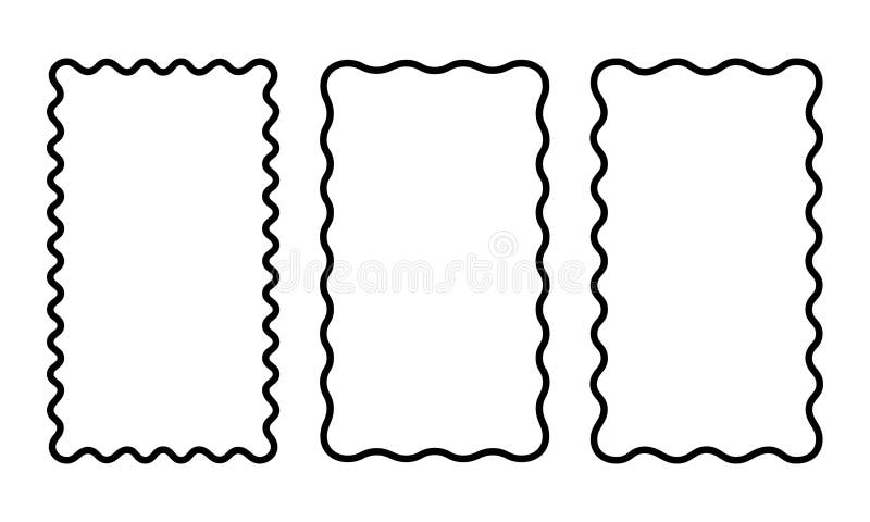 Set of Vertical Rectangle Frames with Wavy Edges. Rectangular Shapes ...