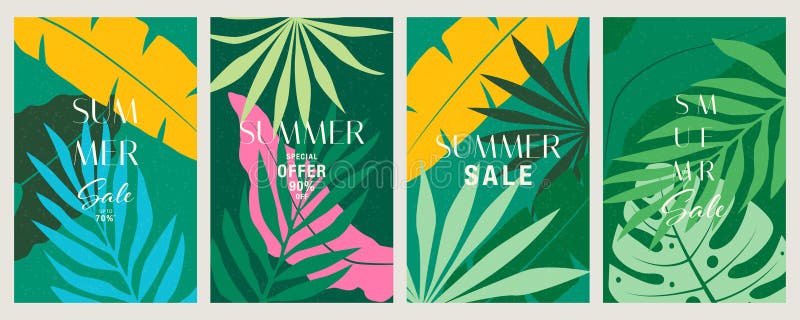 A Set of Vertical Summer Sale Poster Design. Vector Graphic Stock ...
