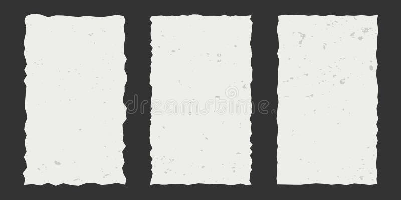 Vertical Vintage Torn Rectangular Sheets of Aged Paper with Jagged ...