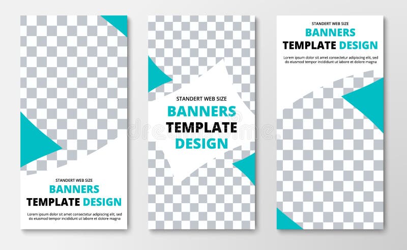 Set of Vertical Web Banners with Place for Photo and Triangular ...