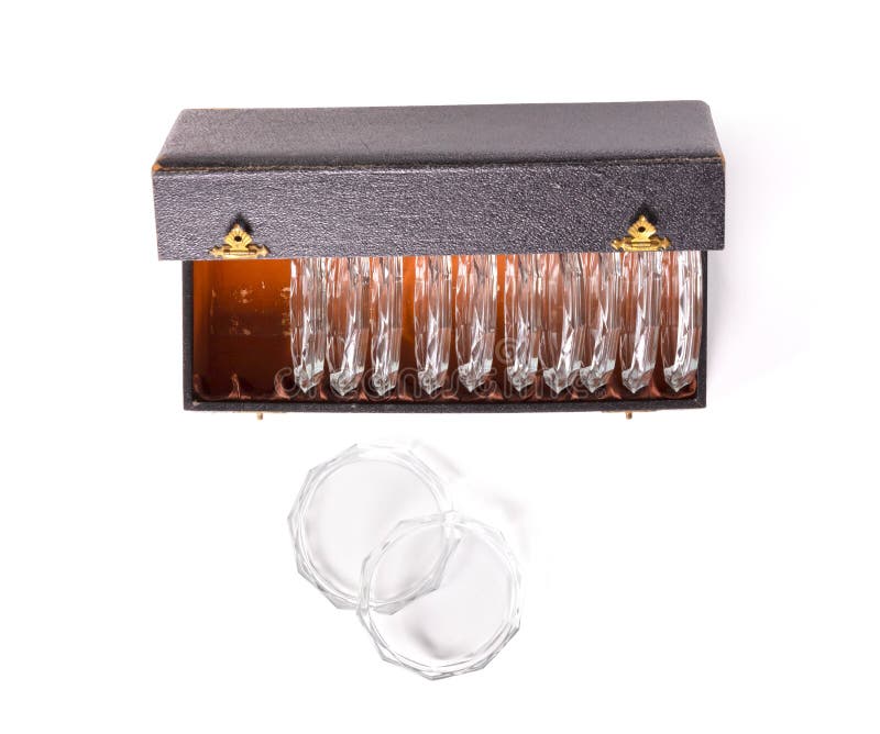 Set of Very Old Glass Coasters Stock Photo - Image of restaurant ...