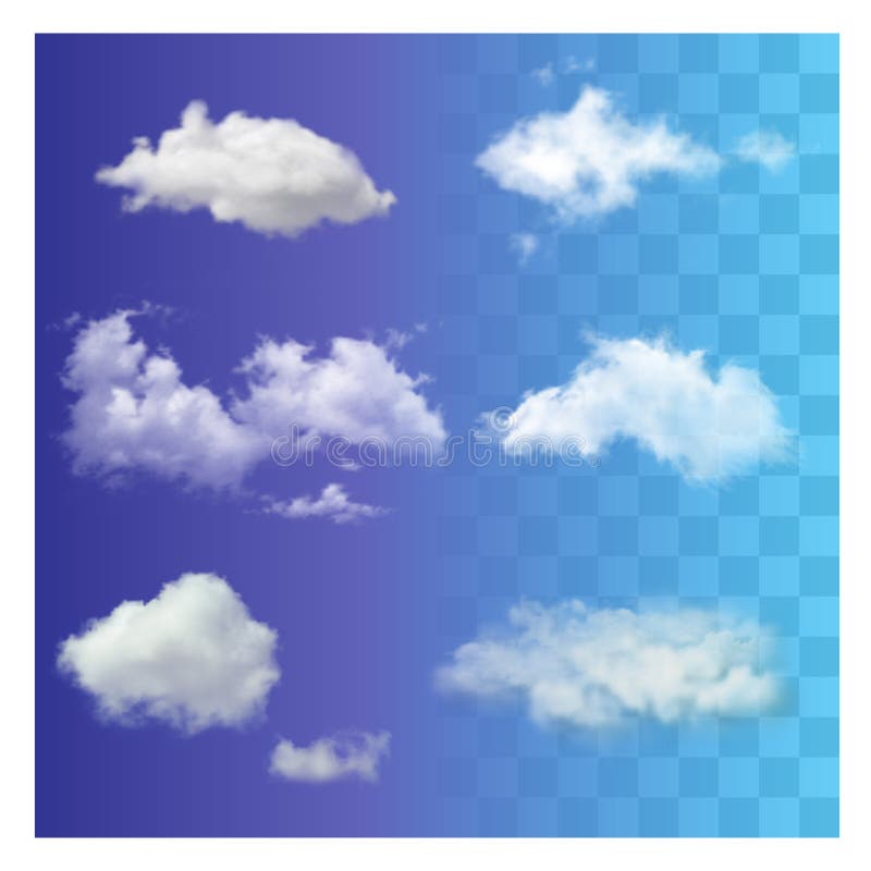 Set of Very Realistic Different Transparent White Sky Clouds. Stock ...