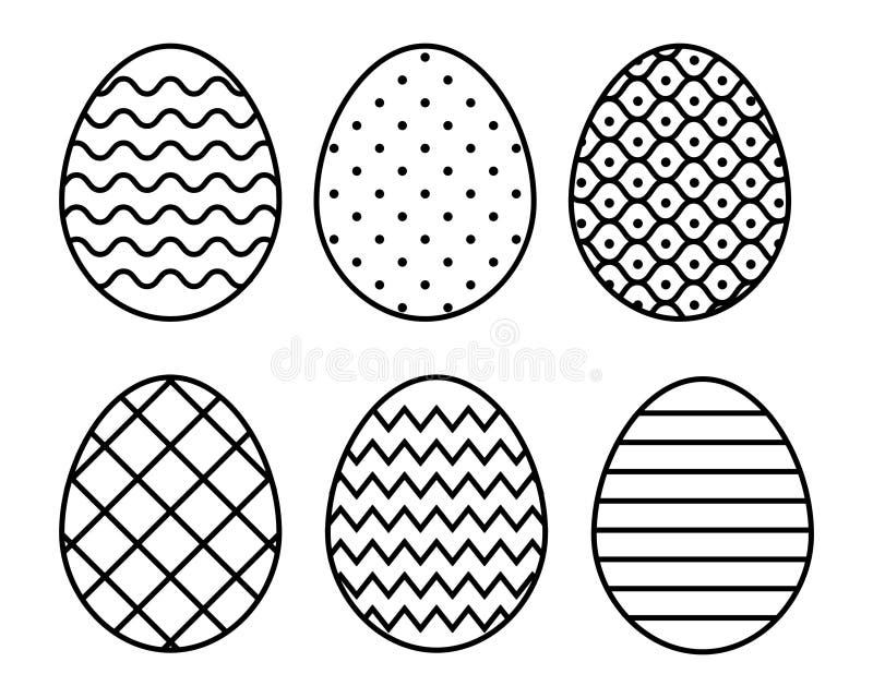 Set of Very Simple Easter Egg in Monoline Style. Icons, Logo Design ...