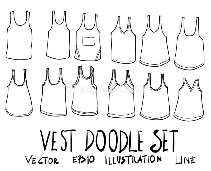 Set of Vest Illustration Hand Drawn Doodle Sketch Line Ep Stock ...