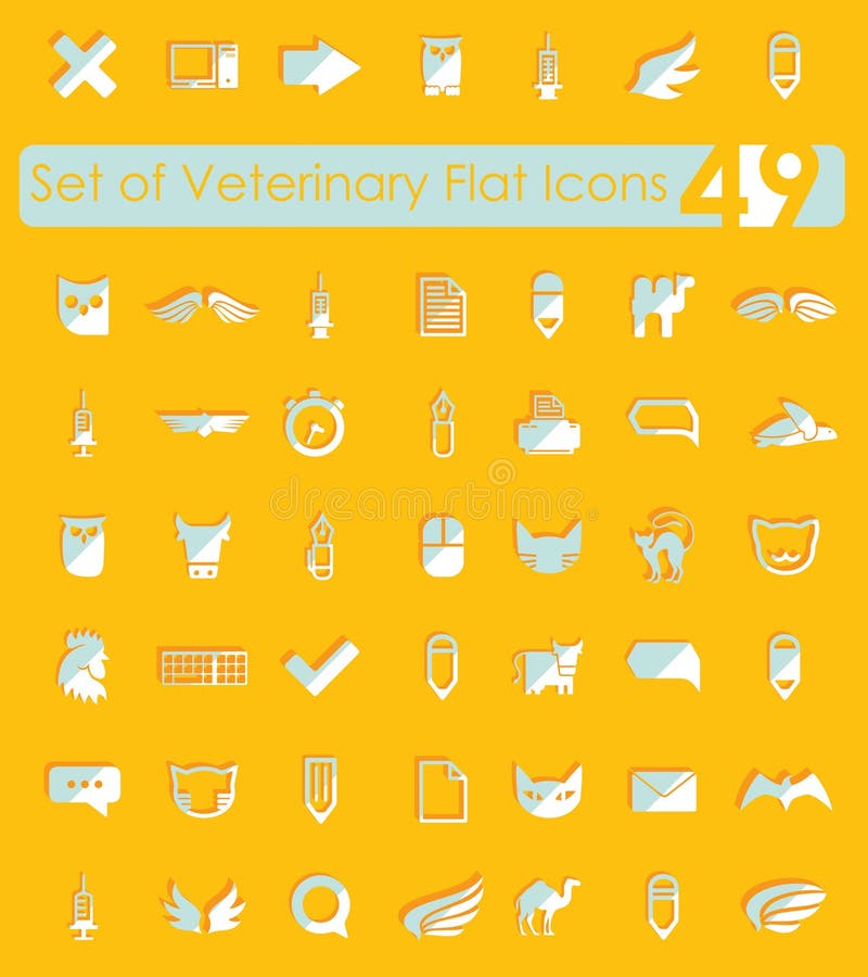 Set of Veterinary Flat Icons Stock Vector - Illustration of design ...