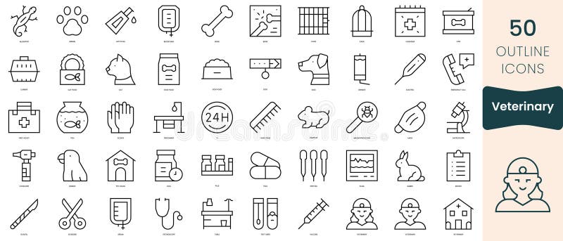 Set of Veterinary Icons. Thin Linear Style Icons Pack Stock Vector ...