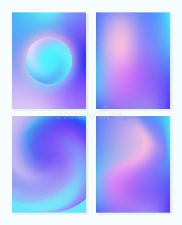 Set of Vibrant Gradients Backgrounds in Violet-cyan Colors Stock Vector ...