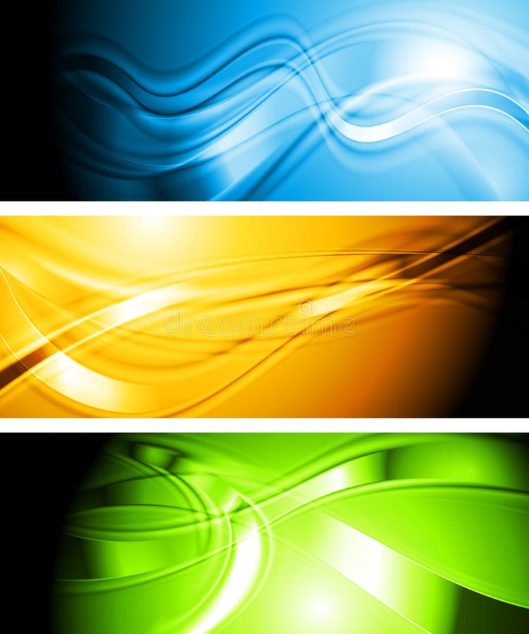 Set of Vibrant Wavy Banners Stock Vector - Illustration of header, line ...