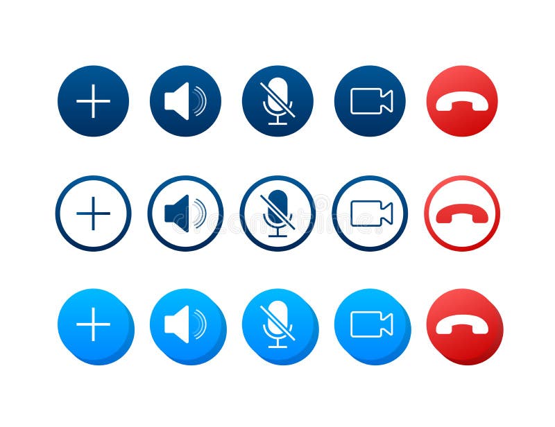 Set of Video Call Buttons. Web Design.Video Call Buttons for Mobile App ...