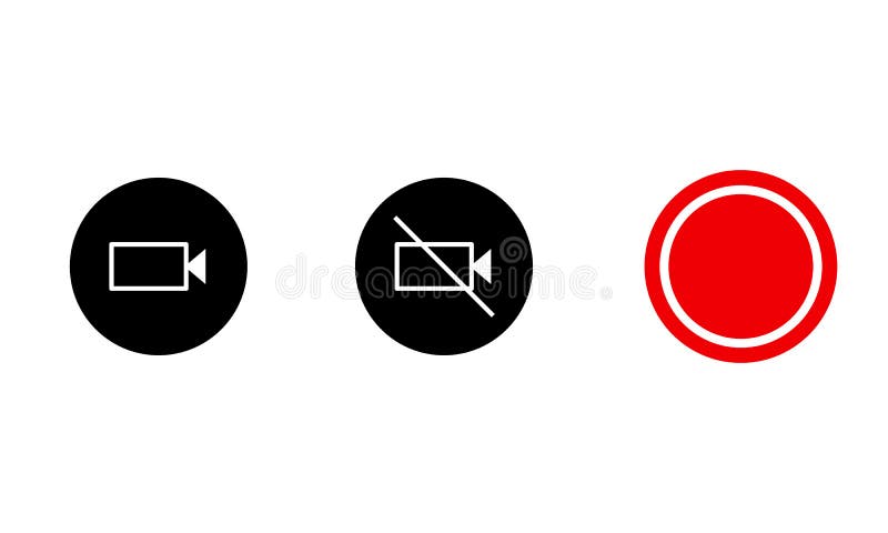 Set of Video Call / Camera Button and Record Button Trendy Flat Style ...