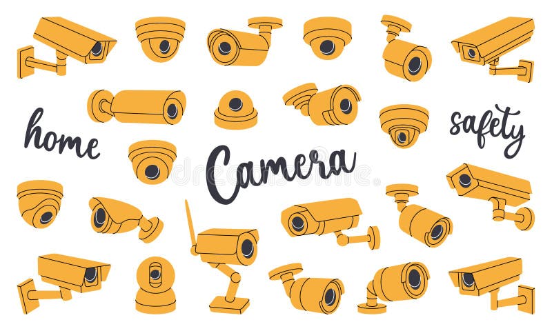 Set of Video Cameras. External CCTV Cameras. Safety Home Protection System. Vector Illustration ...