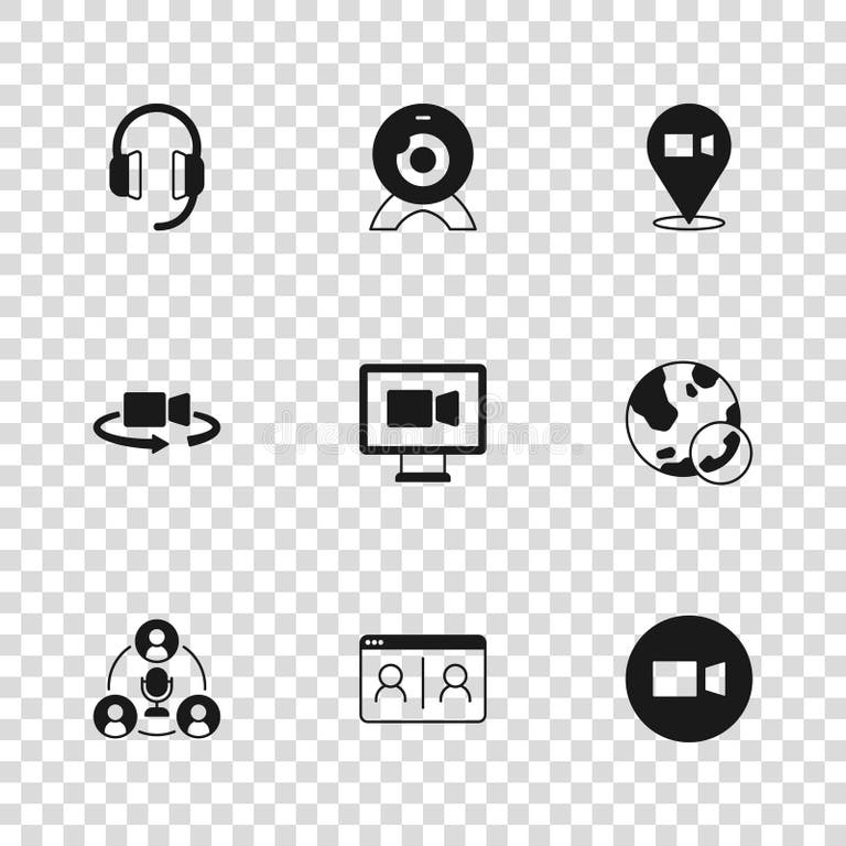 Set Video Chat Conference, Headphones, Web Camera and 360 Degree View ...