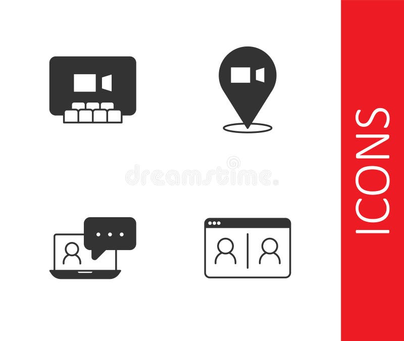 Set Video Chat Conference, and Icon. Vector Stock Vector - Illustration ...