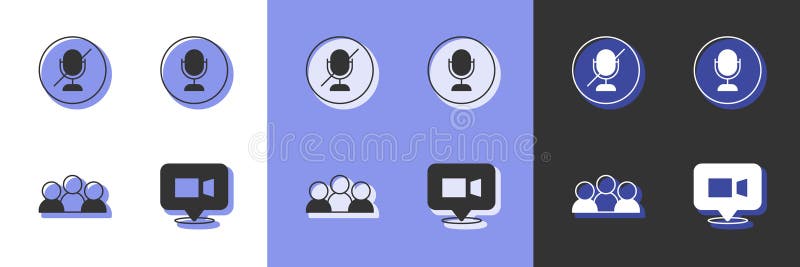 Set Video Chat Conference, Mute Microphone, Meeting and Microphone Icon ...