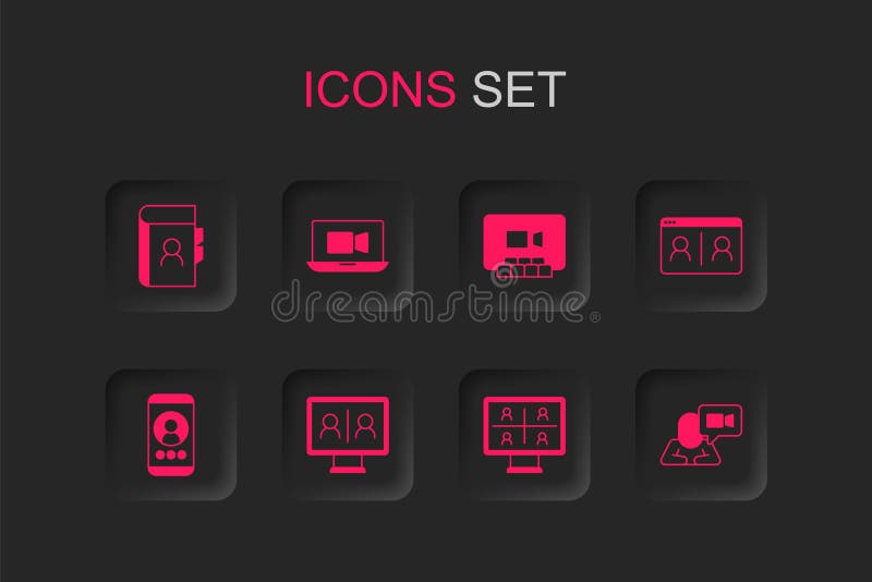 Set Video Chat Conference, Phone Book, and Icon. Vector Stock Vector ...
