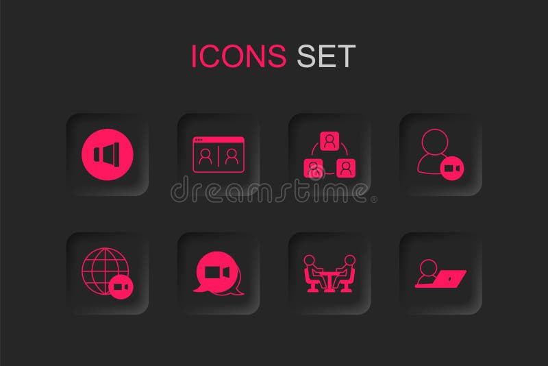 Set Video Chat Conference, Speaker Volume, Meeting, and Icon. Vector ...