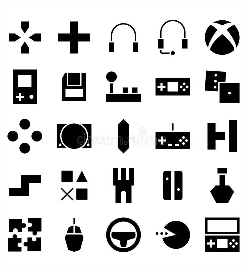 Set of Video Game Vector Black Glyph Icon or Illustration. Editable ...