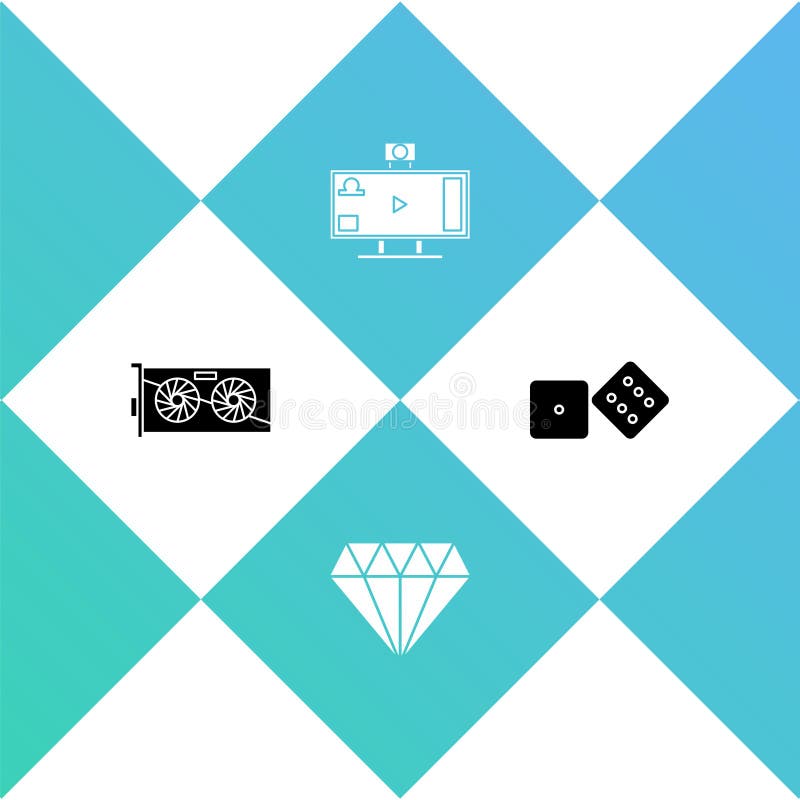 Set Video Graphic Card, Diamond, Live Streaming Online and Game Dice ...
