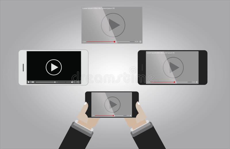 Set of Video Players on the Screen Stock Vector - Illustration of ...