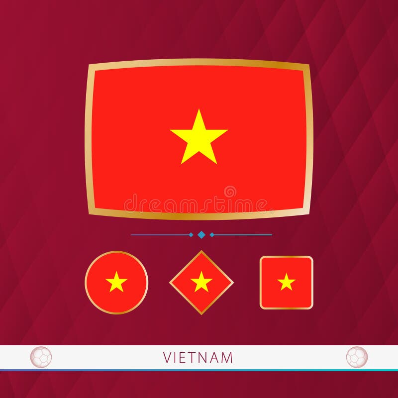Set of Vietnam Flags with Gold Frame for Use at Sporting Events on a ...