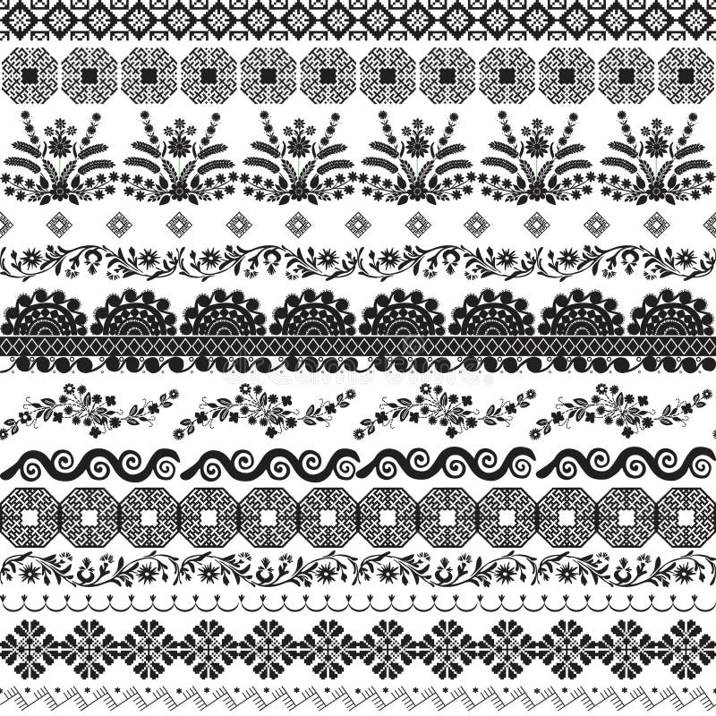 Slavic Ornaments Patterns Set Stock Vector - Illustration of knitting ...