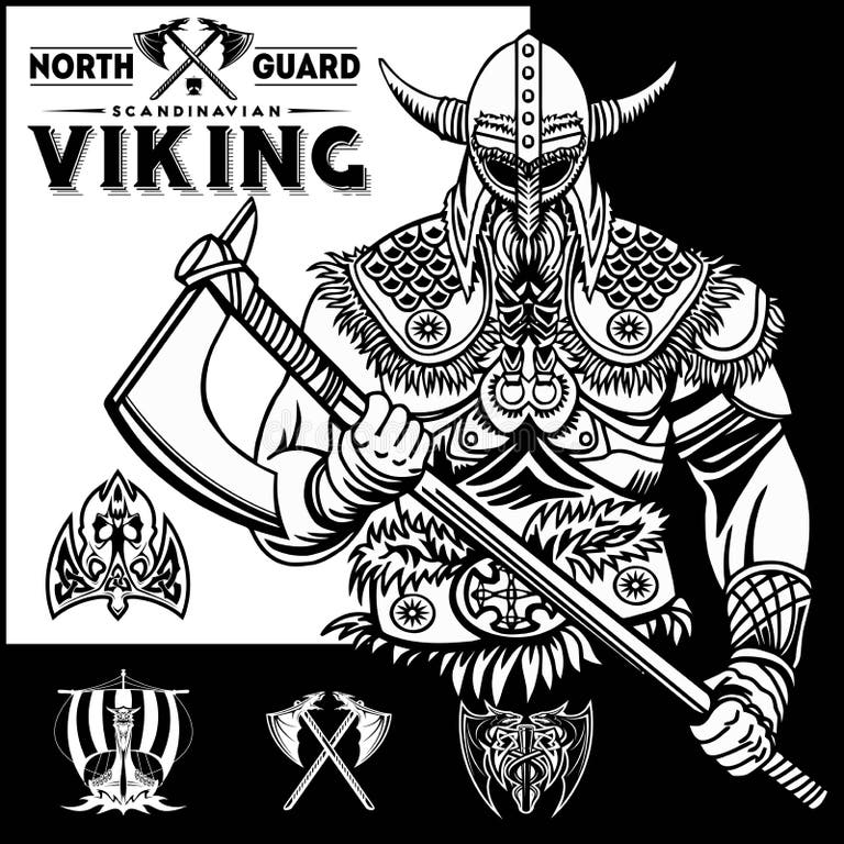 Set of Viking Emblems, Labels and Logos. Stock Vector - Illustration of ...