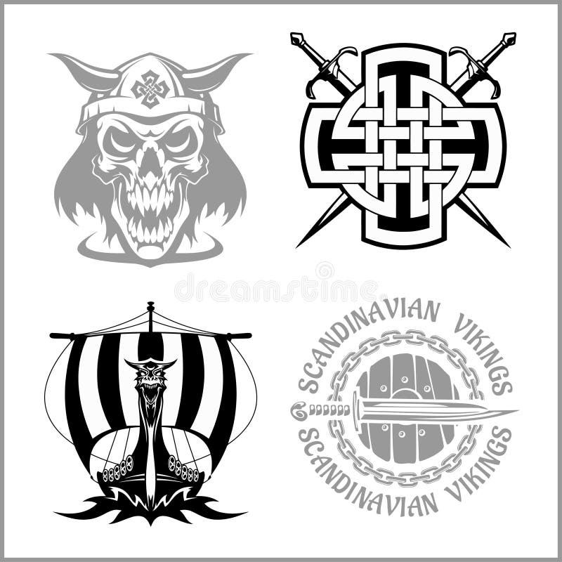 Set of Viking Emblems, Labels and Logos. Stock Vector - Illustration of ...