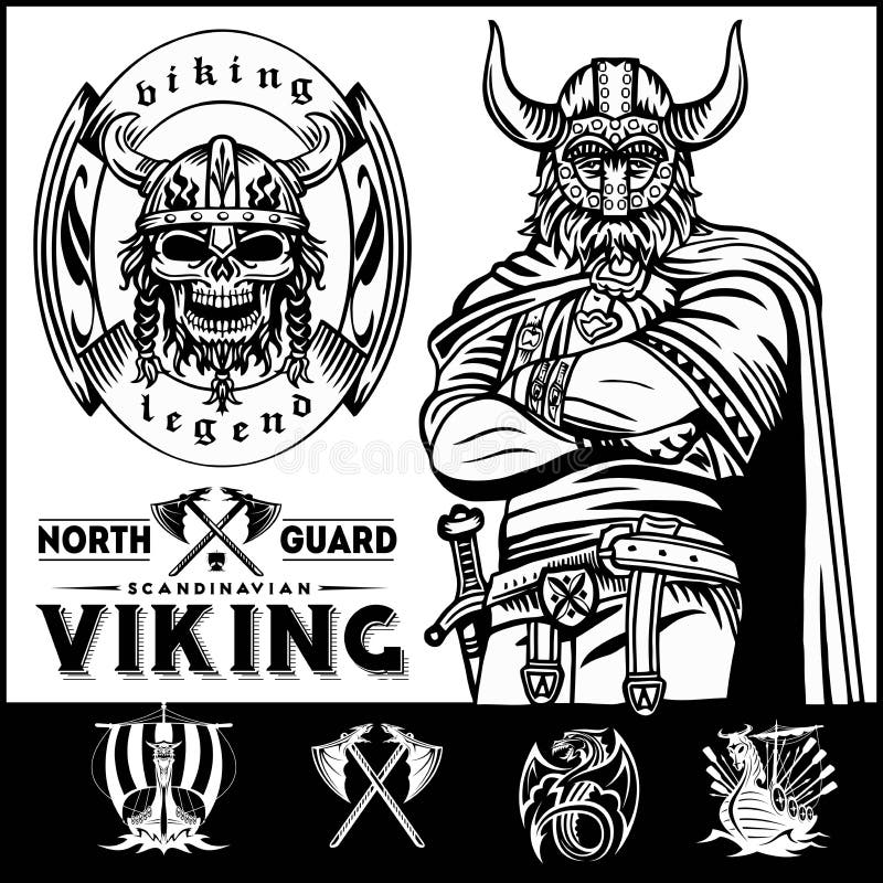Set of Viking Emblems, Labels and Logos. Stock Vector - Illustration of ...