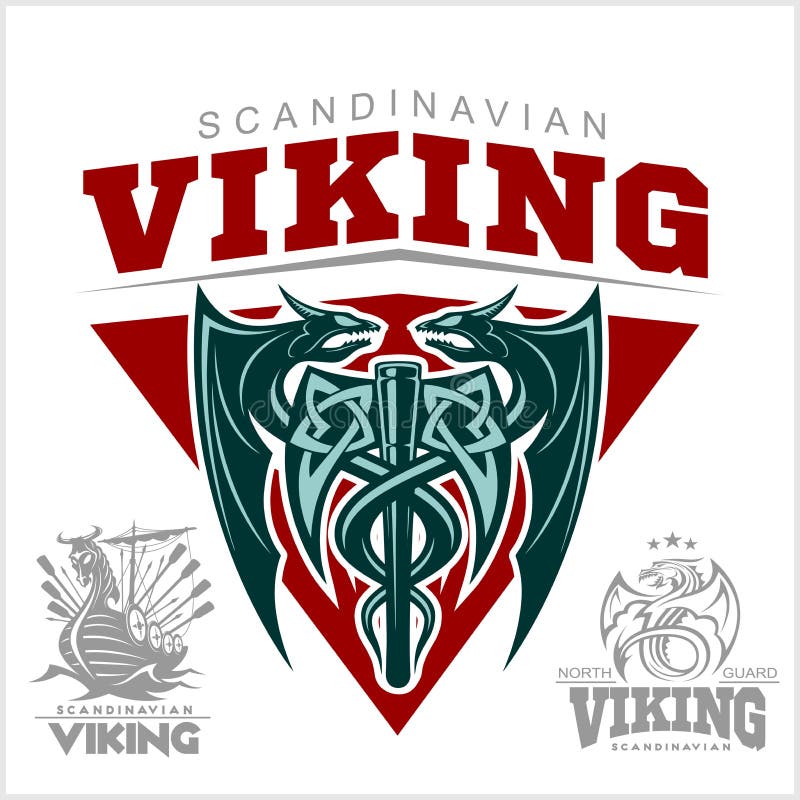 Set of Viking Emblems, Labels and Logos. Monochrome Style Stock Vector ...