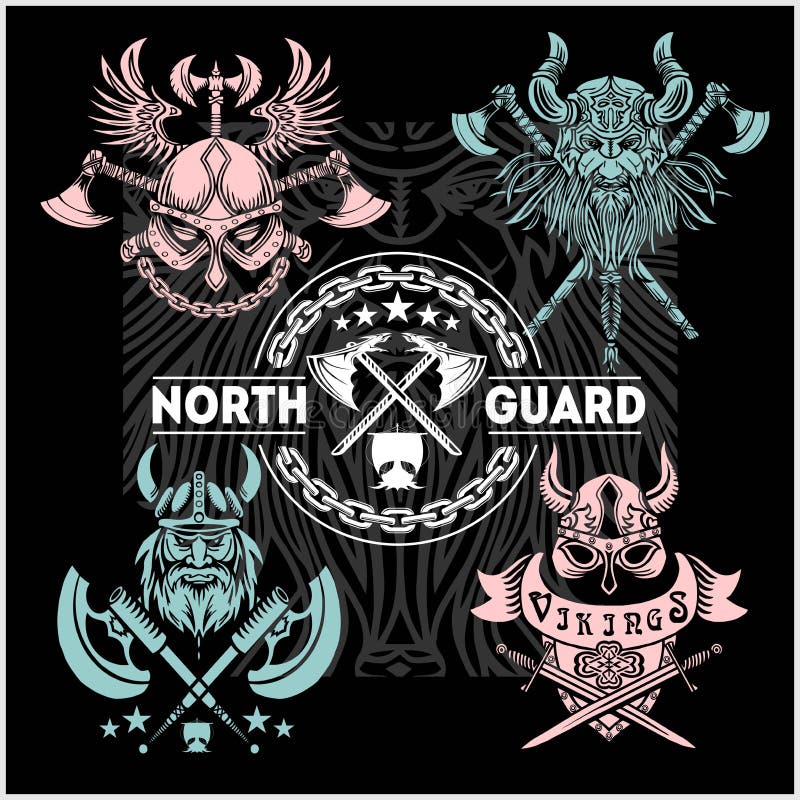 Set of Viking Emblems, Labels and Logos. Stock Vector - Illustration of ...