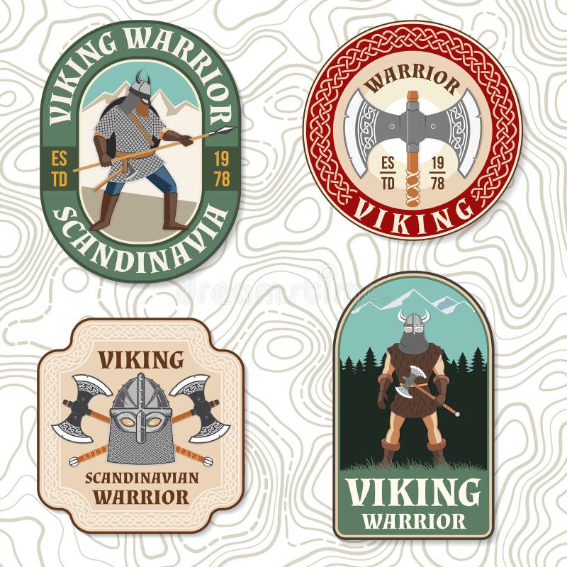 Set of Viking Warrior Logos, Badges, Stickers. Vector Illustration. for ...