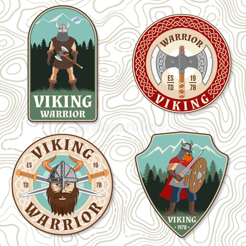 Set of Viking Warrior Logos, Badges, Stickers. Vector Illustration. for ...