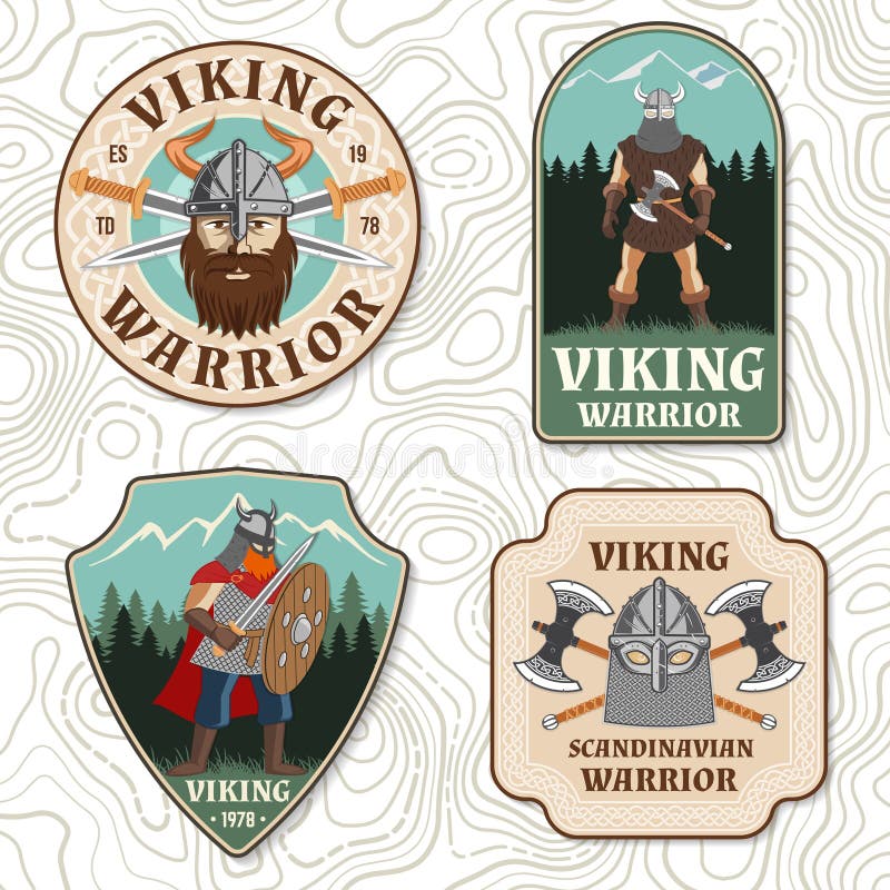 Set of Viking Warrior Logos, Badges, Stickers. Vector Illustration. for ...