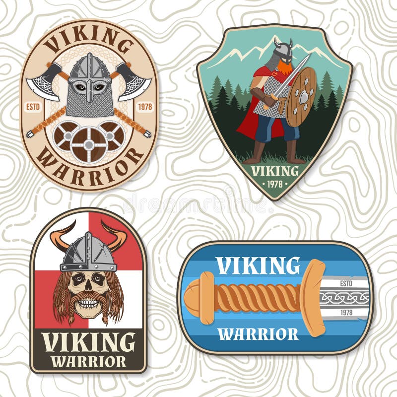 Set of Viking Warrior Logos, Badges, Stickers. Vector Illustration. for ...