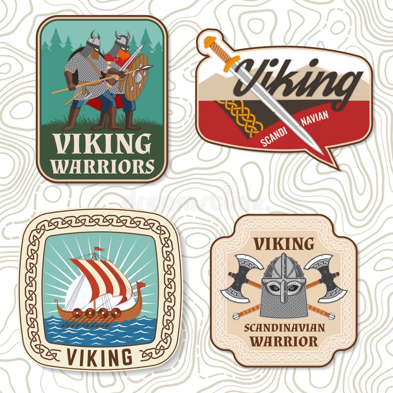 Set of Viking Warrior Logos, Badges, Stickers. Vector Illustration. for ...