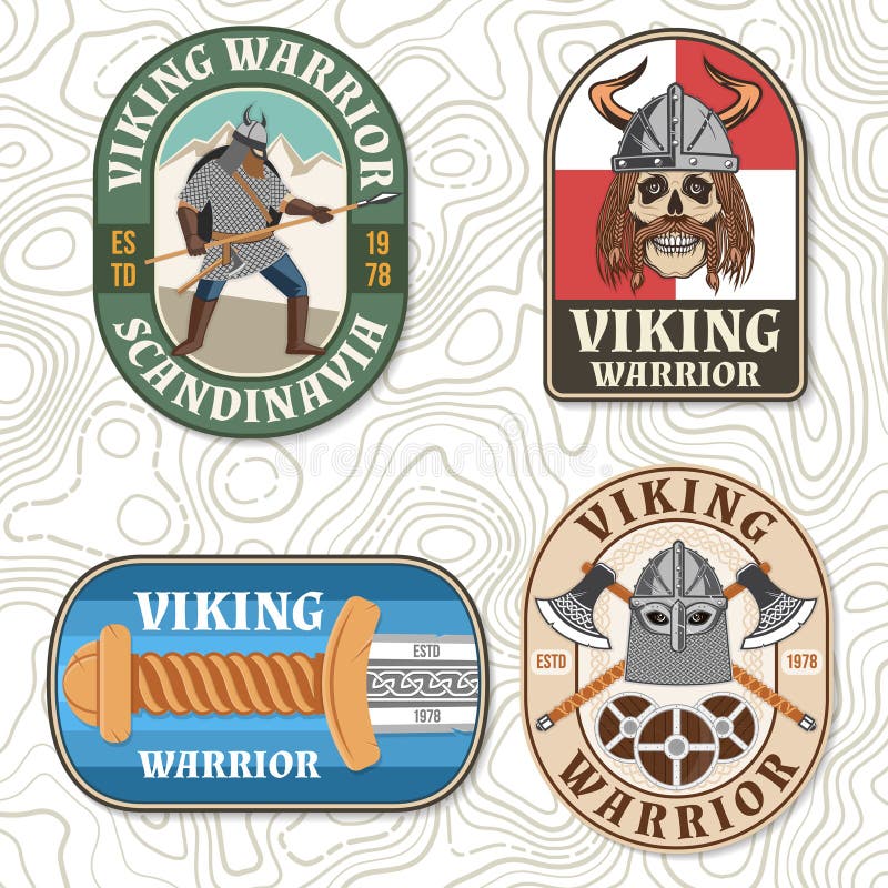 Set of Viking Warrior Logos, Badges, Stickers. Vector Illustration. for ...