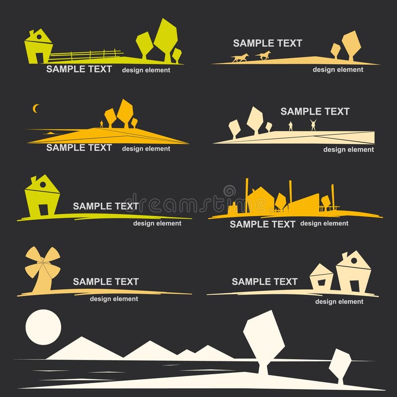 Set of Village Design Elements Stock Vector - Illustration of pattern ...