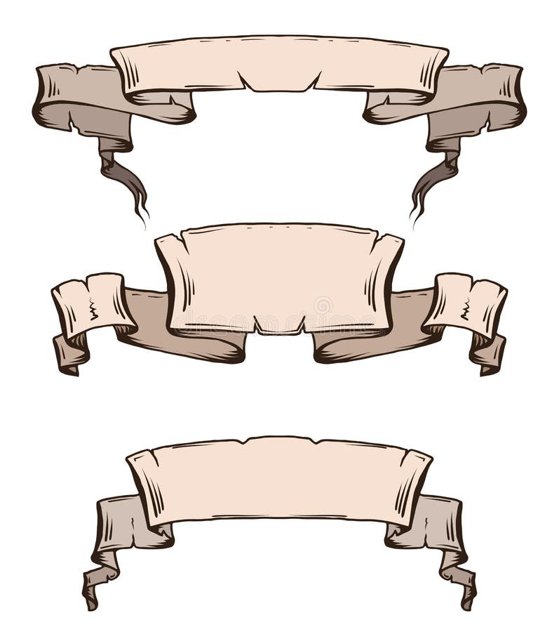 Set of Vintage Ancient Scrolls and Ribbons with Space for Text Stock ...