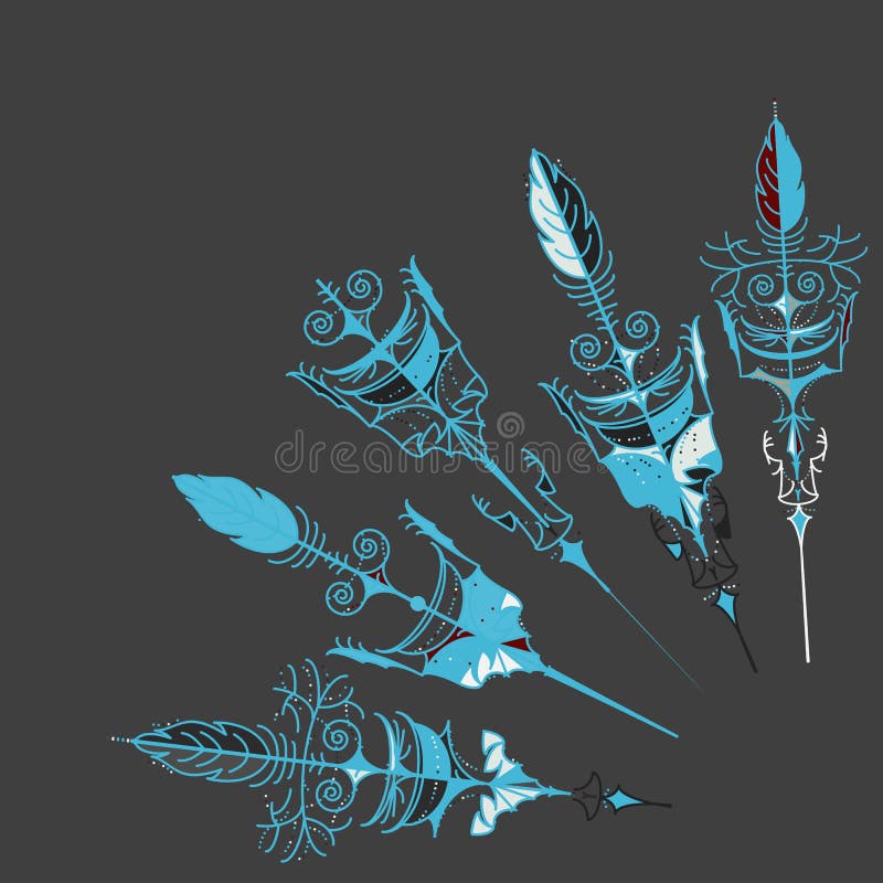 Set of Vintage Arrows, Vector Stock Vector - Illustration of doodle ...