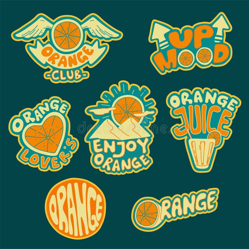 Set of Vintage Badges Orange, Orange Lovers, Sticker, Logo and Emblems ...